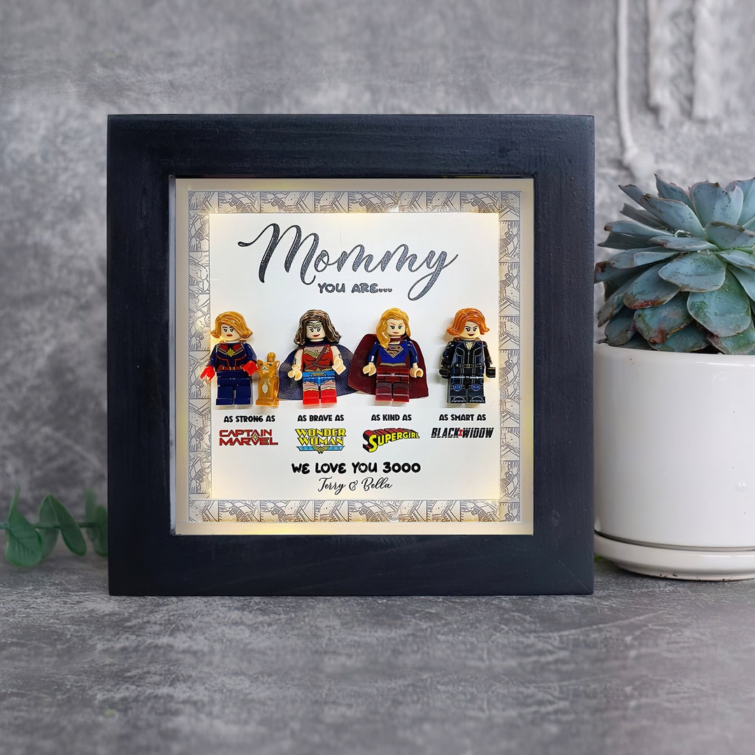Gifts for Mom: Set of 4 Superhero Figures Personalised Framed Wall ...