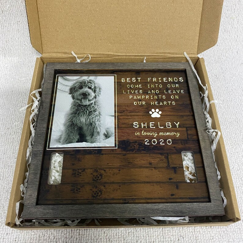 Dog Puppy Memorial Wood Frame With Collar Display Dog - Etsy