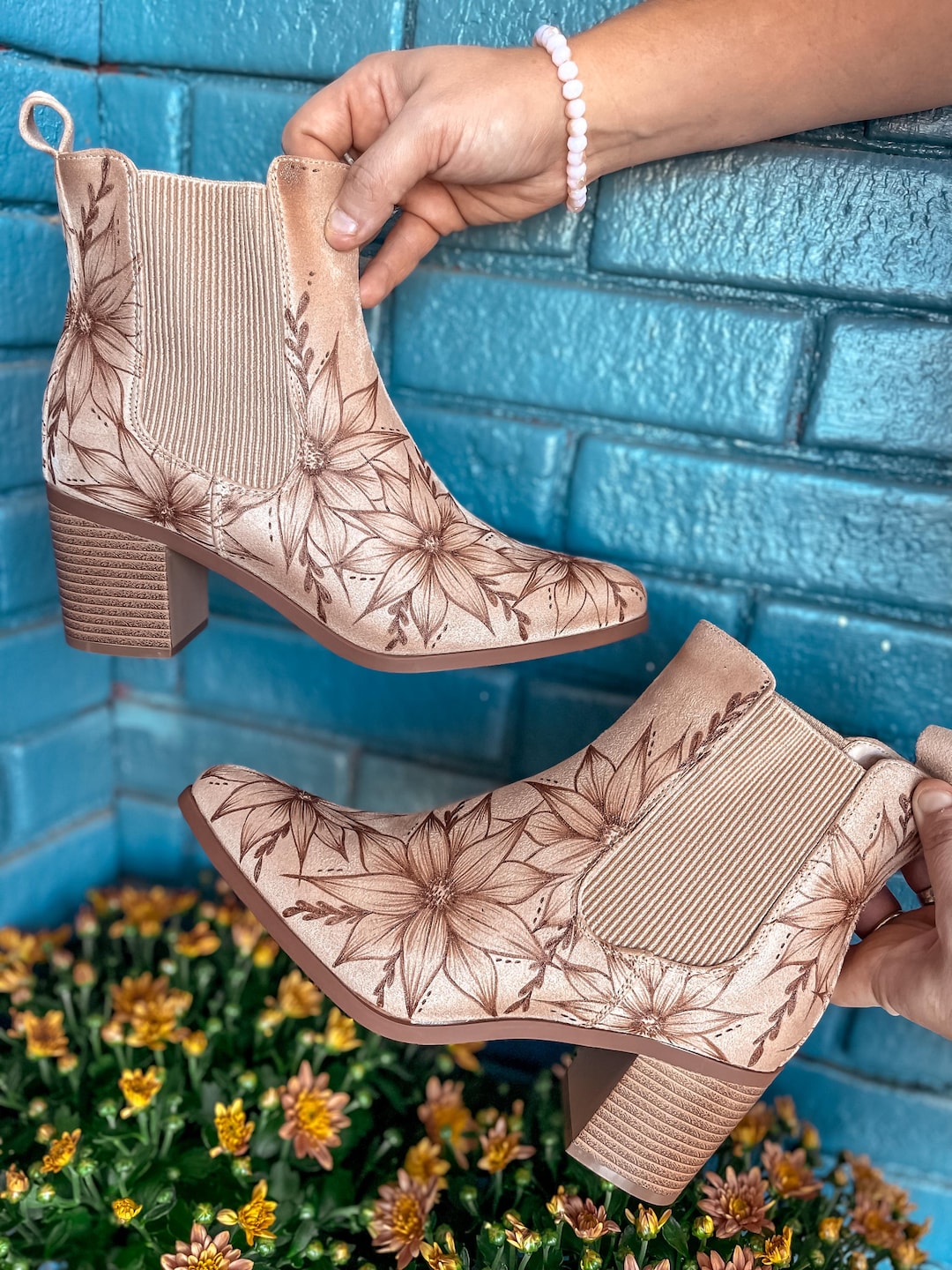 Custom Burned Boots | Booties, Fall, Designed, Chunky, Festival, Boho ...