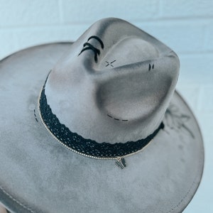 Hand Burned Custom Wide Brim Fedora Hat | Floral, Flower, Sunflower, Summer, Derby, Elephant ...