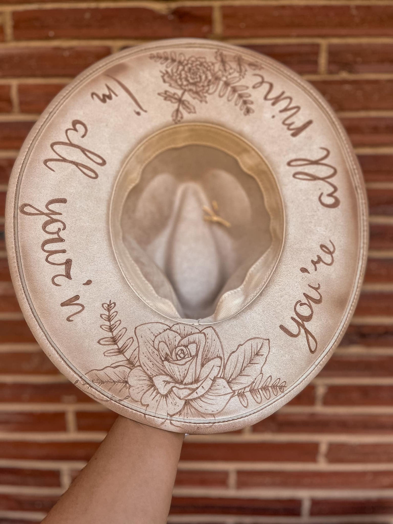 Tyler Childers Custom Hand Burned Wide Brim Fedora Hat | Floral ...