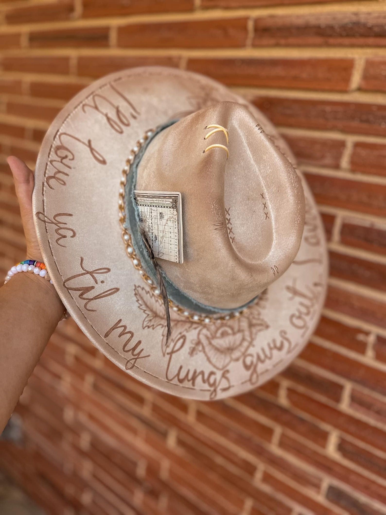Tyler Childers Custom Hand Burned Wide Brim Fedora Hat | Floral ...
