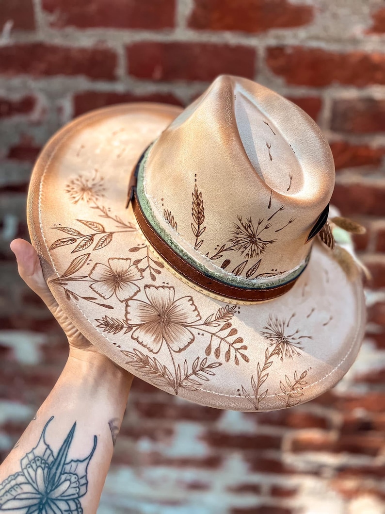 Ivory Floral Wishflower Themed Wide Brim Fedora Hat | Fall Lainey ...