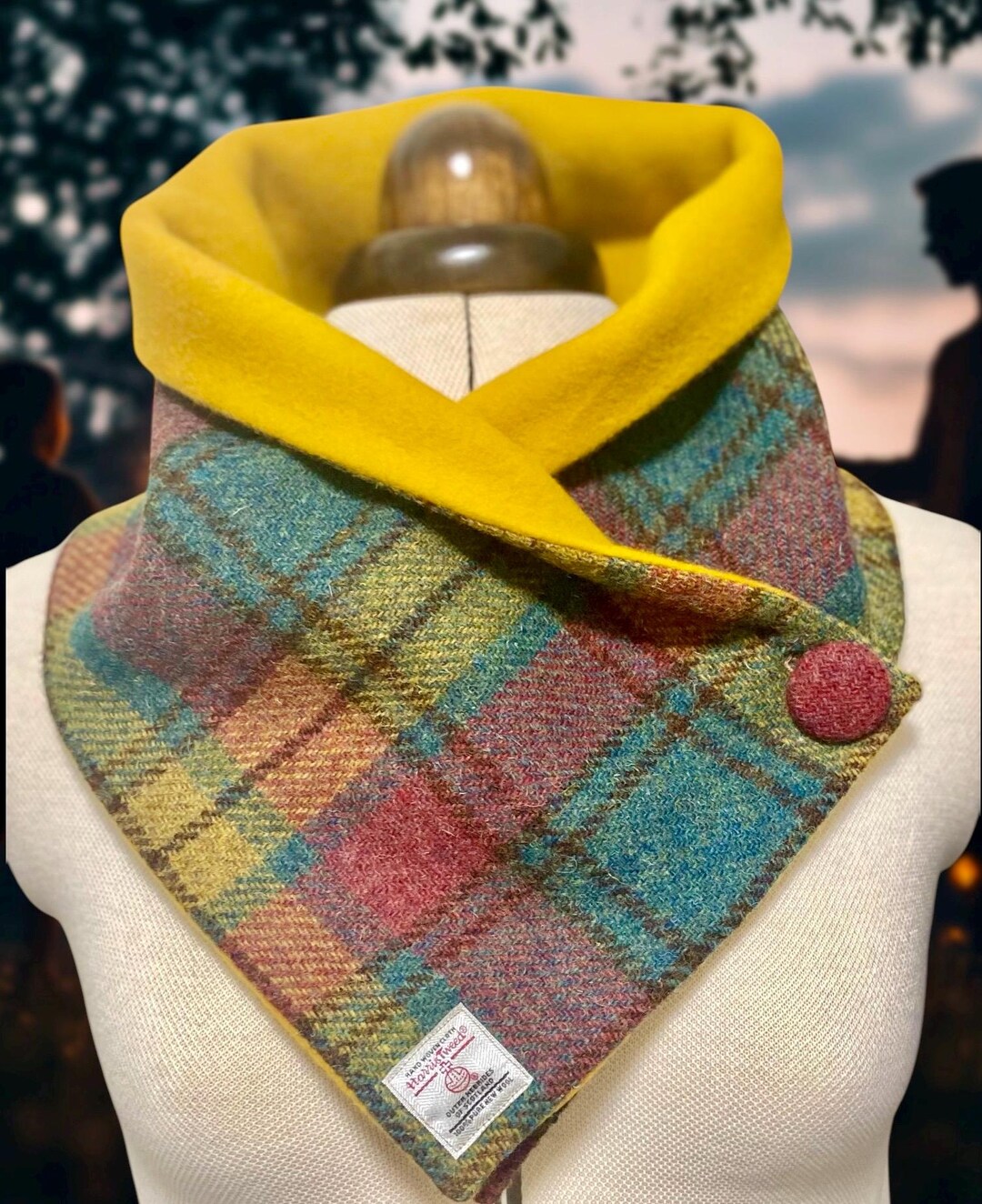 Eco-friendly Natural Harris Tweed Wool Neck Warmer, Scottish Pure Wool ...