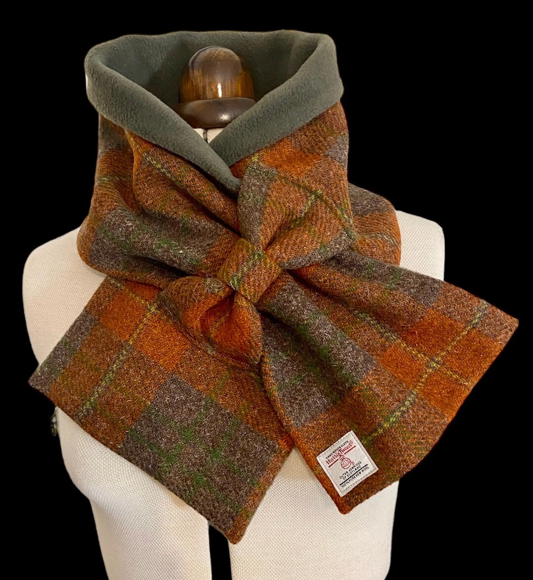 Harris Tweed Wrap-over Neck Warmer, 100% Pure Scottish Wool Scarf With ...