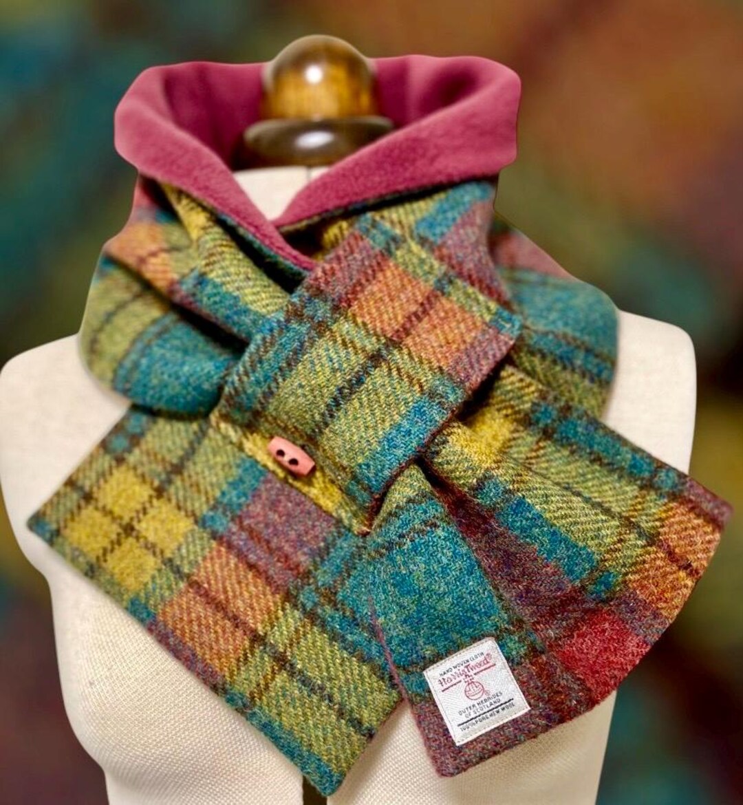 Harris Tweed Cross-over Neck Warmer, Pure Wool Tweed Scarf, Stylish ...