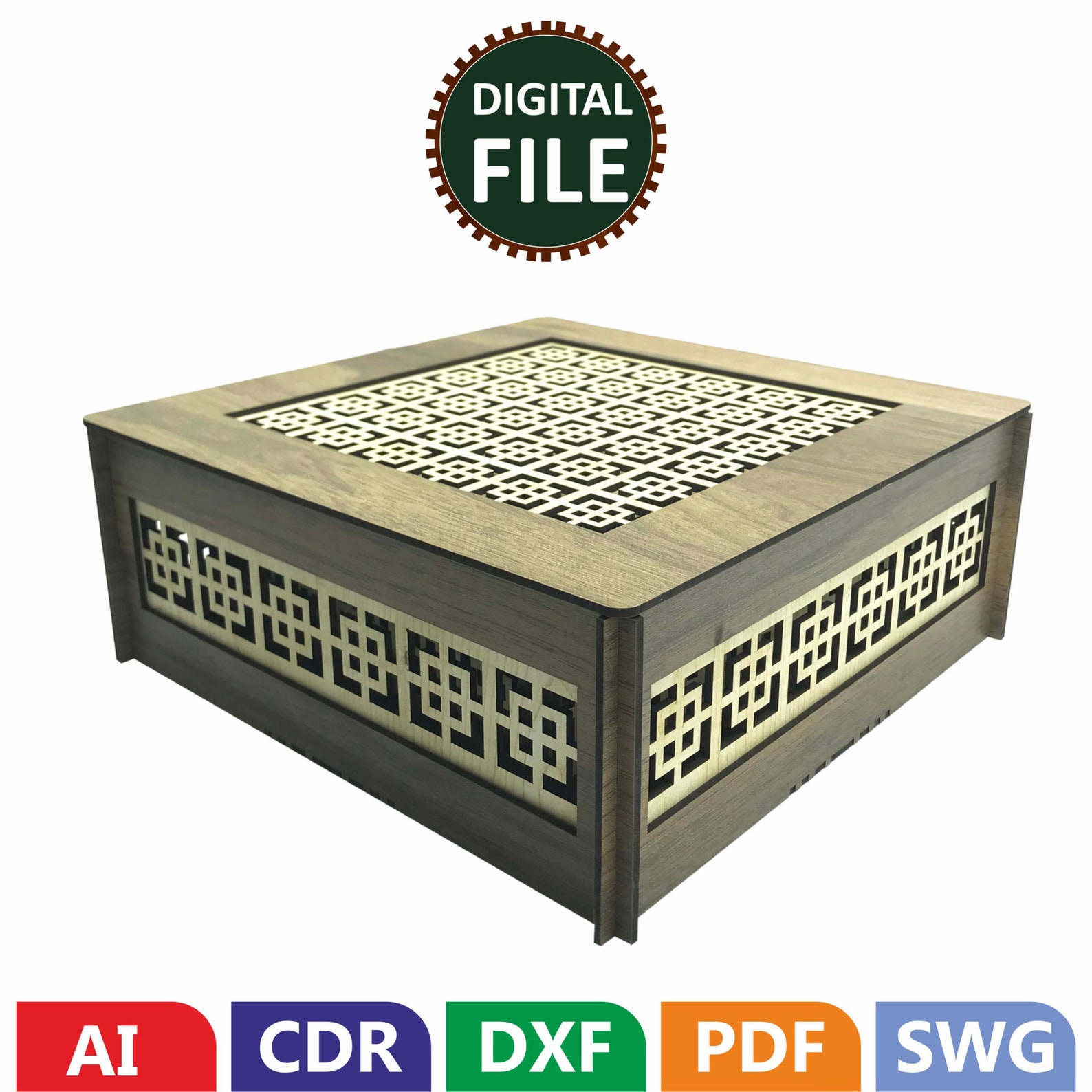Size Box Svg Wooden Box Svg Patterned Box Cdr Digital | Etsy