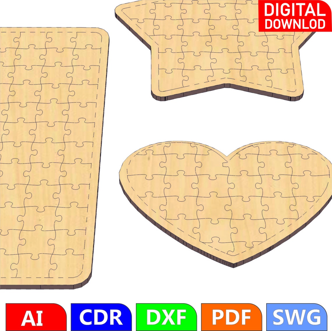 Wooden Puzzles Svg Puzzles Laser Cut Puzzle Templates - Etsy
