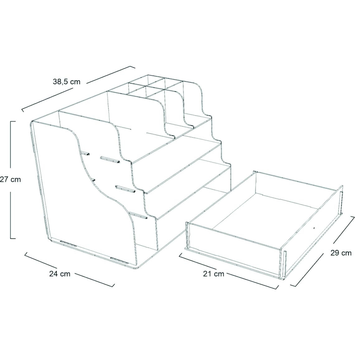 Wood Multi Compartment Desk Organizer With Drawer Digital - Etsy