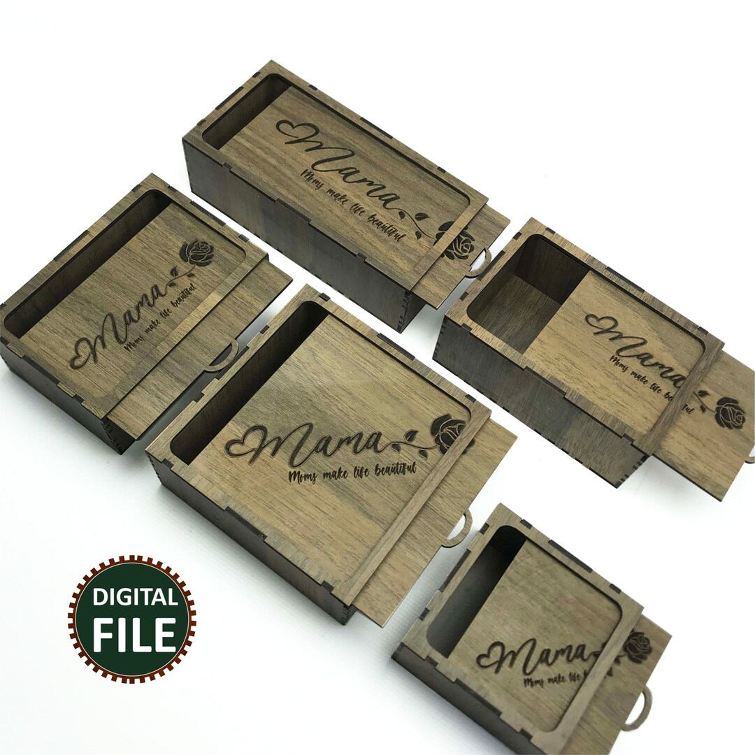 Wooden Mom-patterned Gift Box, Mom Gift Box Svg, Digital Dovwnoad ...