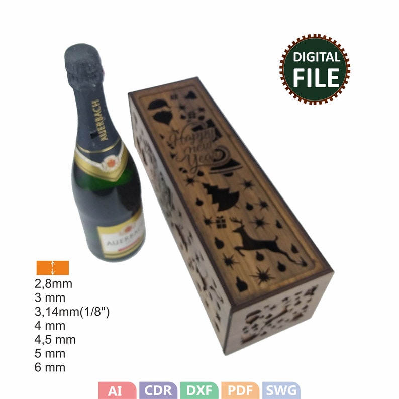 Wooden New Yers Wine Box SVG DXF Christmas Wine Box DIY - Etsy