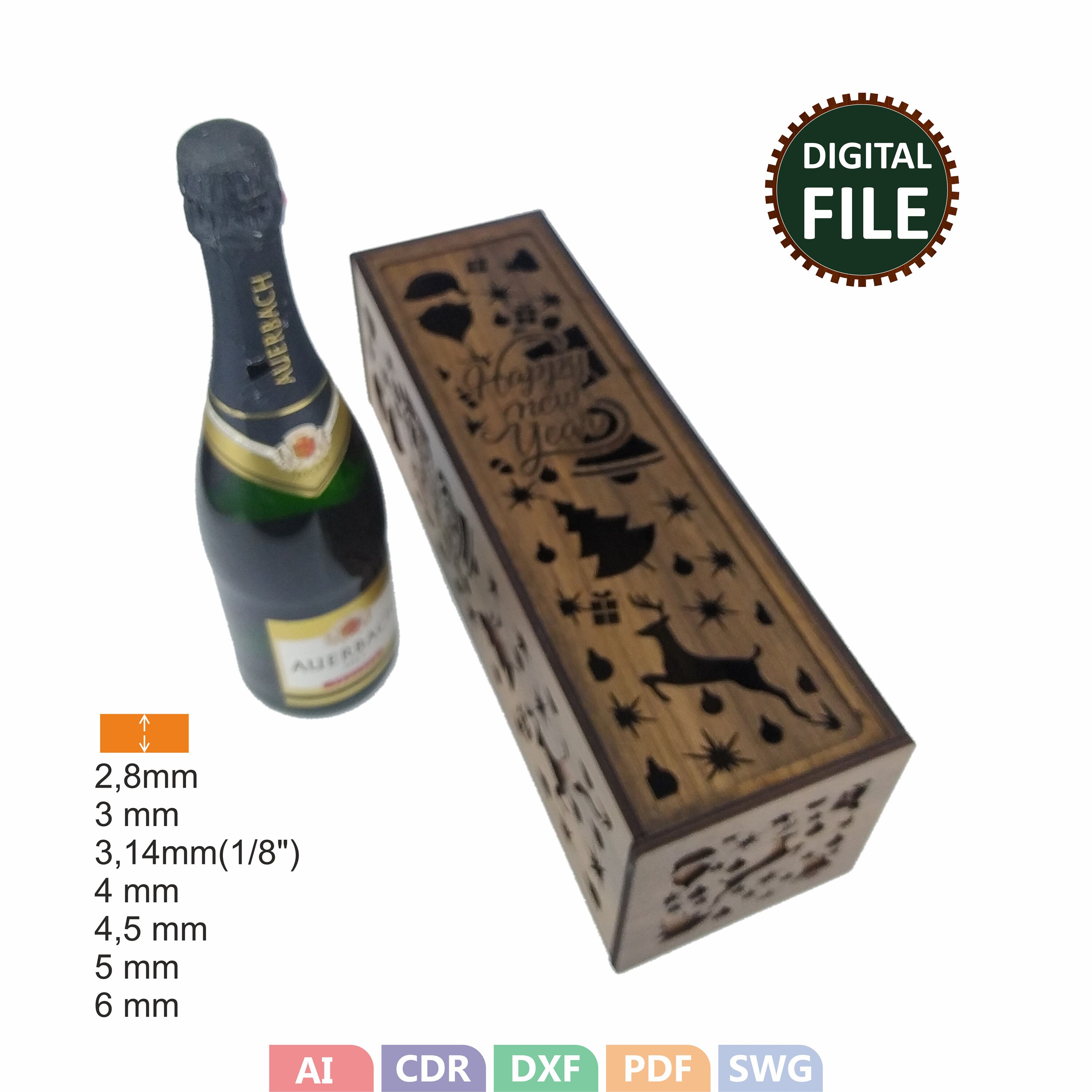 Wooden New Yers Wine Box SVG DXF Christmas Wine Box DIY - Etsy