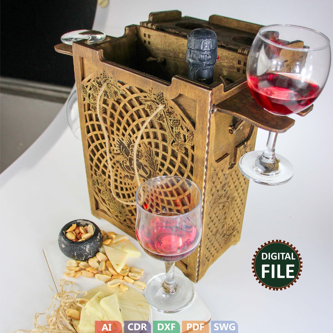 Wooden Double Wine Box Svg Gift Box for Wine Bottle 3mm - Etsy