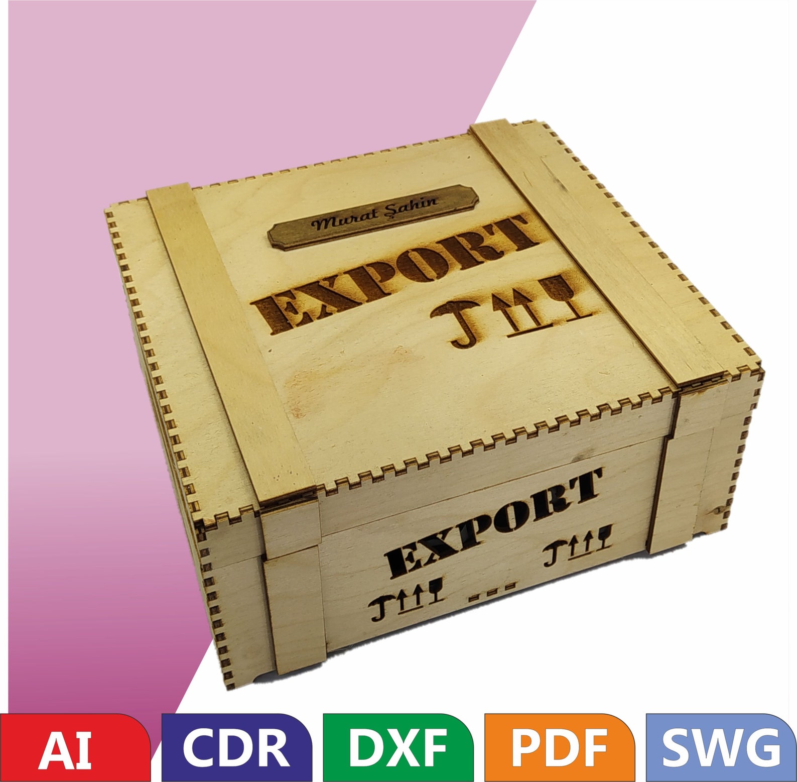 Export Themed Wooden Gift Box, Wooden Gift Box Svg, Wooden Packaging ...