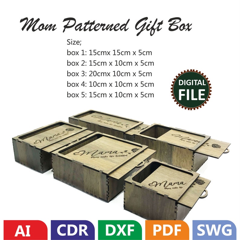 Wooden Mom-patterned Gift Box Mom Gift Box Svg Digital - Etsy