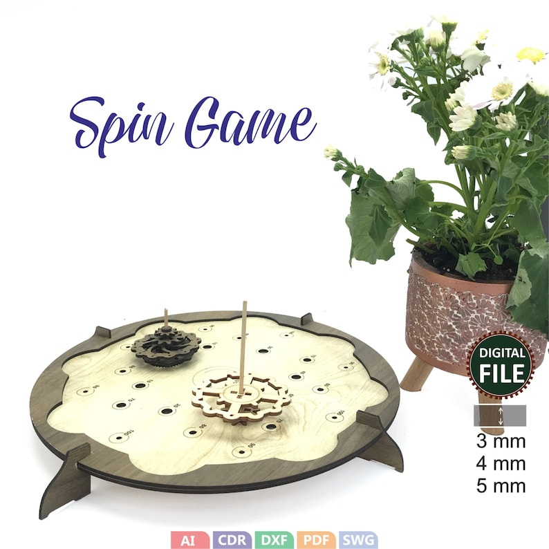 Spin Game Spin Game Plan Spin Game Svg Spin Tops Wooden | Etsy