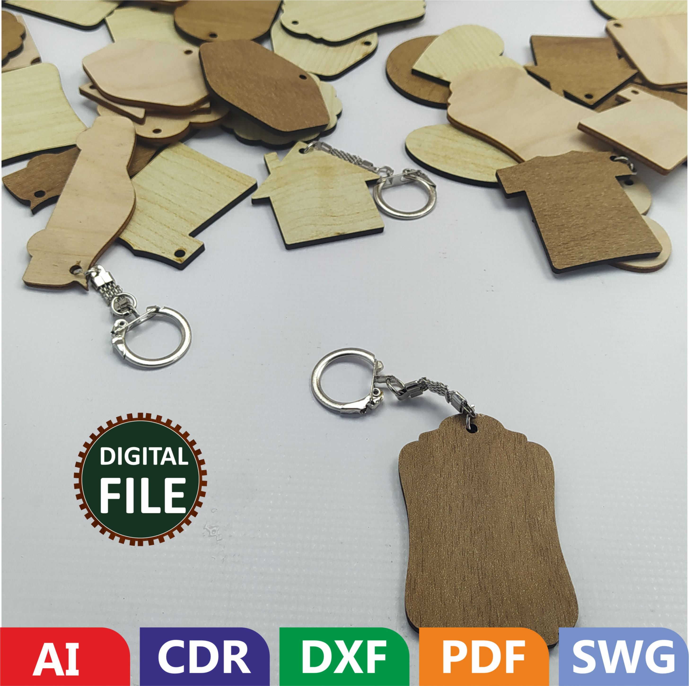 Keyrings Template Svg Laser Cut File Keychains Blanks Svg | Etsy UK