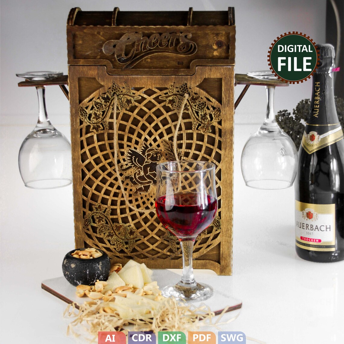 Wooden Double Wine Box Svg Gift Box for Wine Bottle 3mm - Etsy