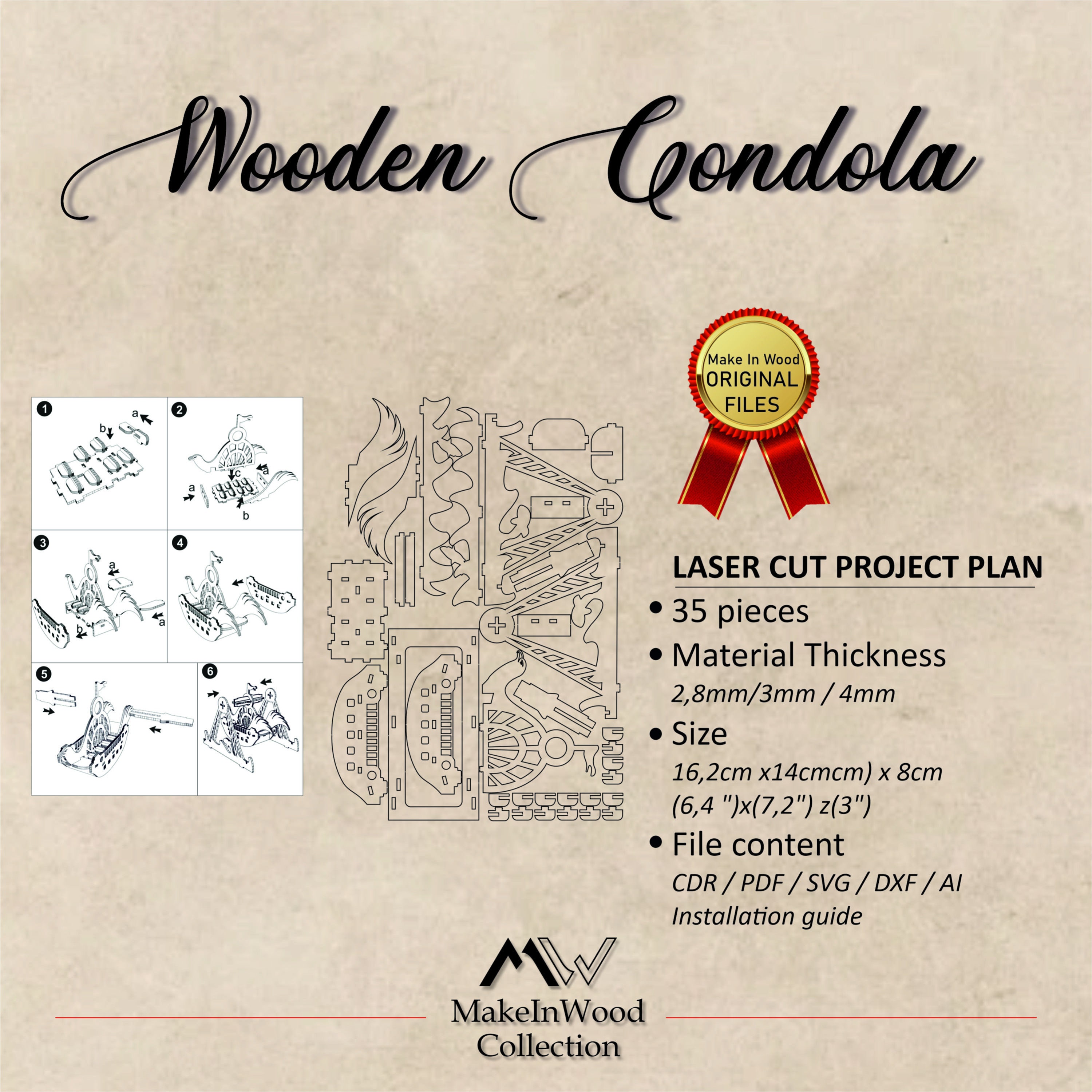 Wooden Gondola Svg, DIY Toy, DIY Toy Svg, Laser Cut DIY, 3D Puzzle Svg ...