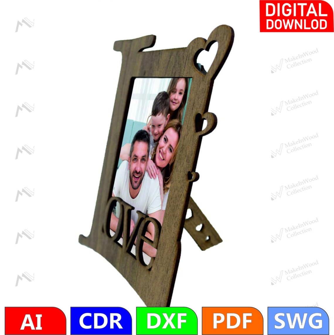 Love Photo Frame Digital File, Valentine's Day Photo Frame SVG, Heart ...