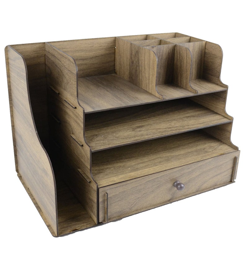 Wood, Multi Compartment, Desk Organizer With Drawer, Digital Download ...