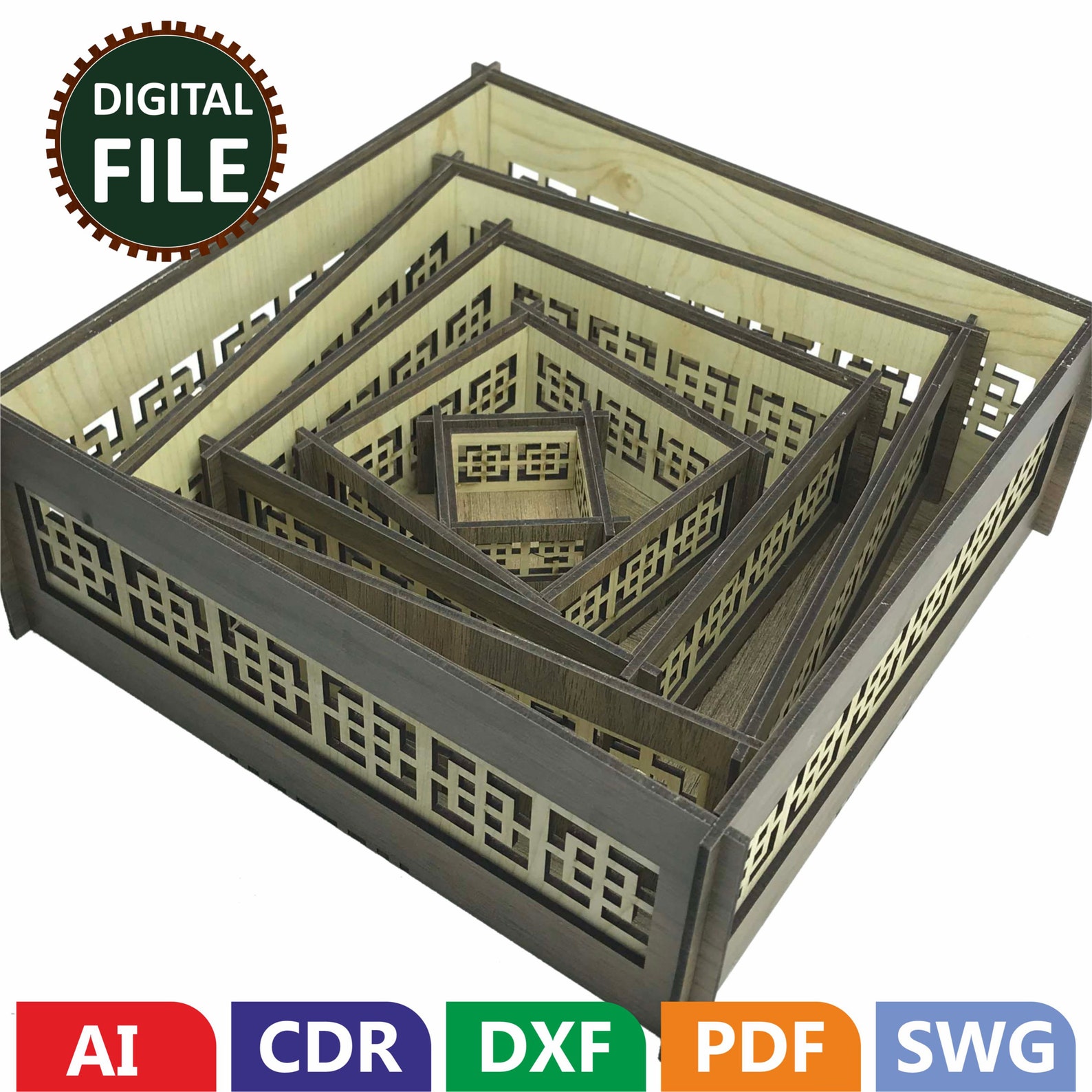 Size Box Svg Wooden Box Svg Patterned Box Cdr Digital | Etsy