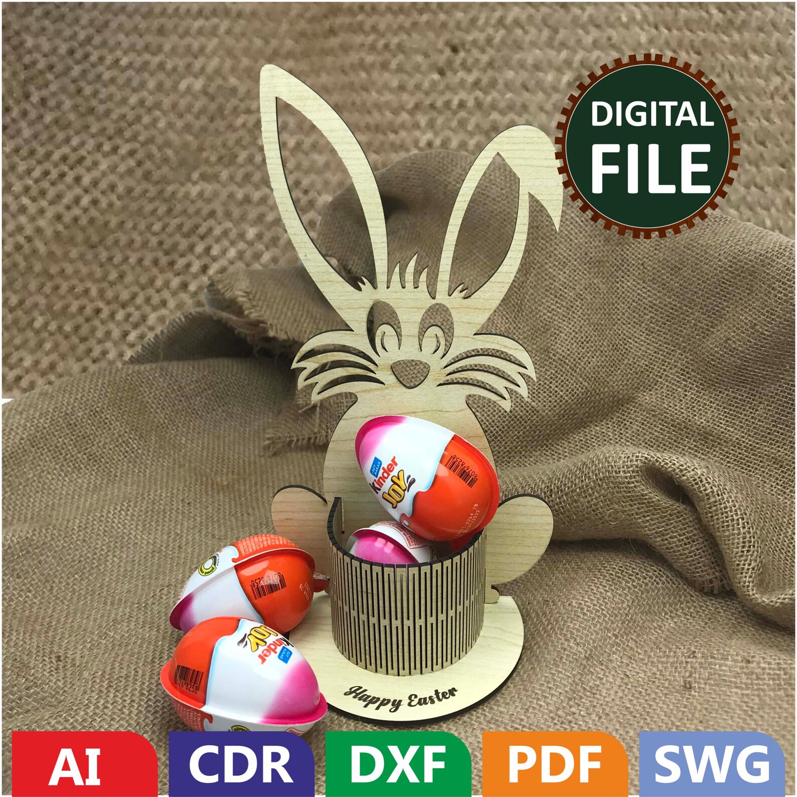 Easter Laser Cut Files Svg Dxf Template, Easter Bunnies Svg Cut File ...