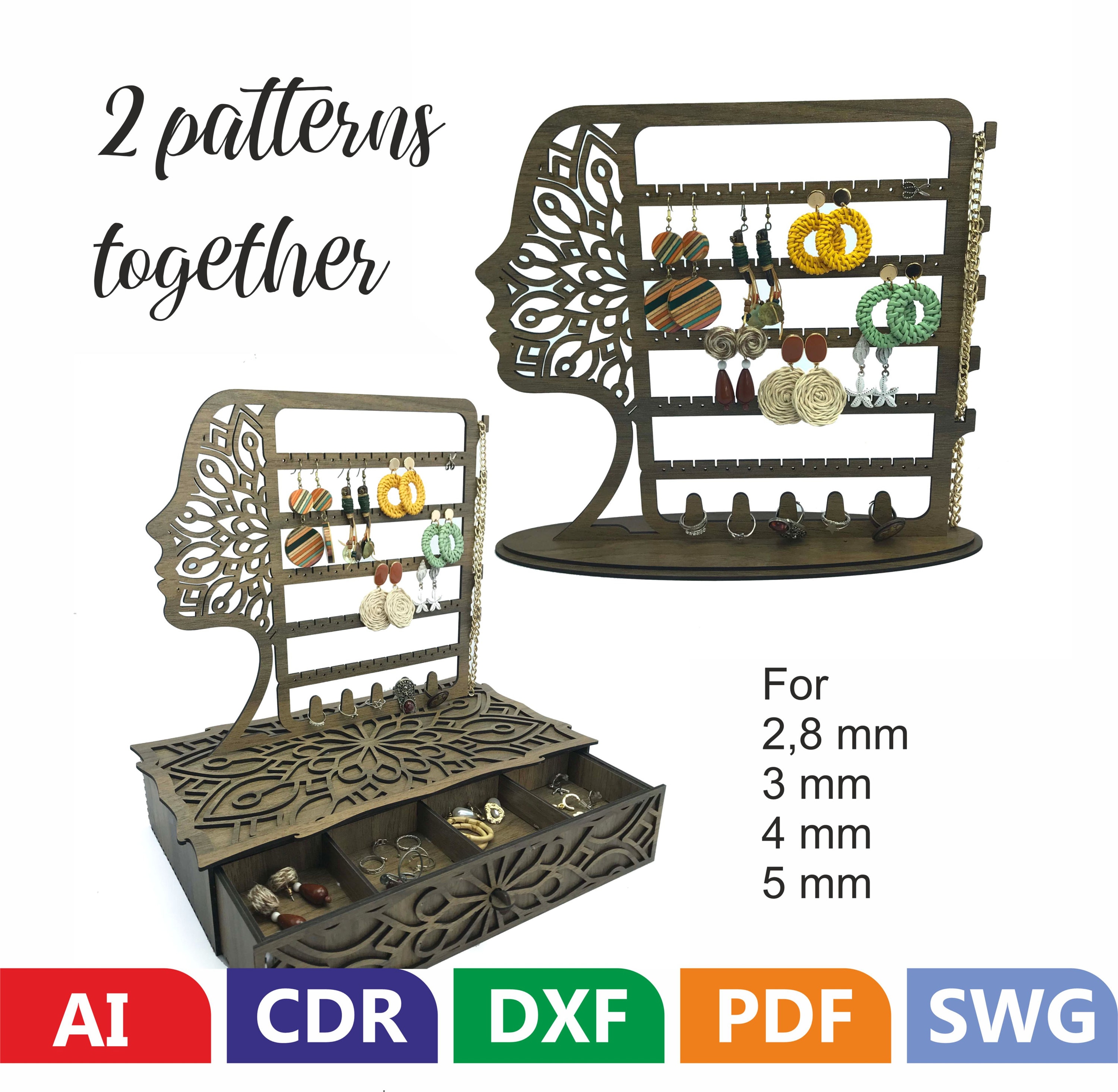 Feminine Jewelry & Trinkets Stand Svg Floral Earrings Stand - Etsy