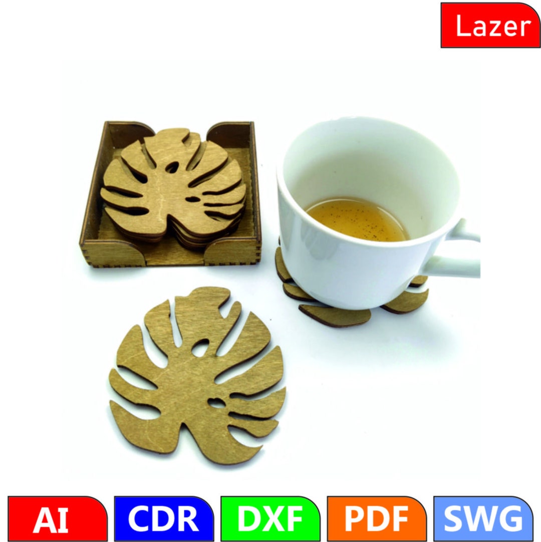 21 Models Wooden Coaster and Box, Laser Cut Files, DXF , PDF , SWG ...