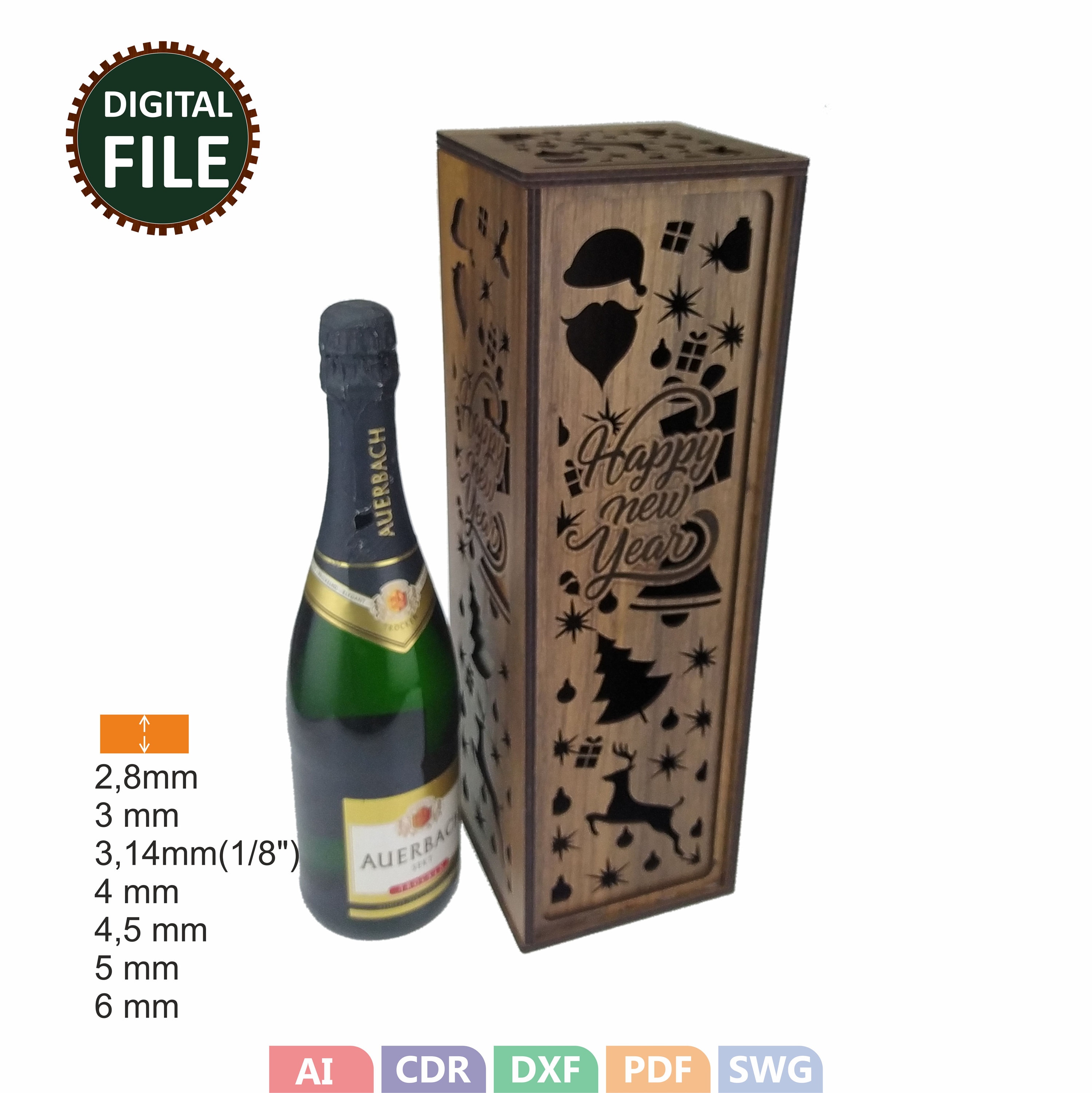 Wooden New Yers Wine Box SVG DXF Christmas Wine Box DIY - Etsy