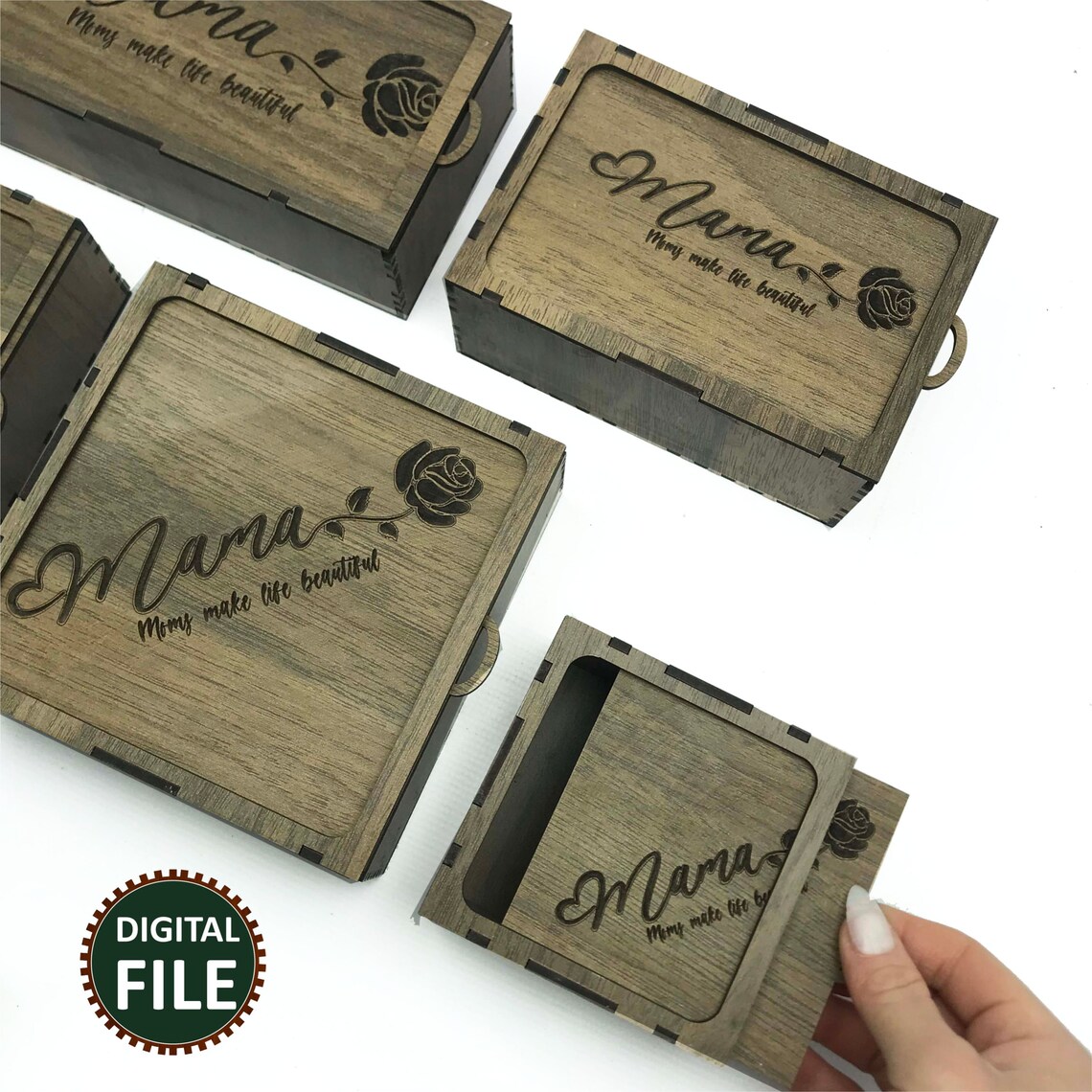 Wooden Mom-patterned Gift Box Mom Gift Box Svg Digital - Etsy