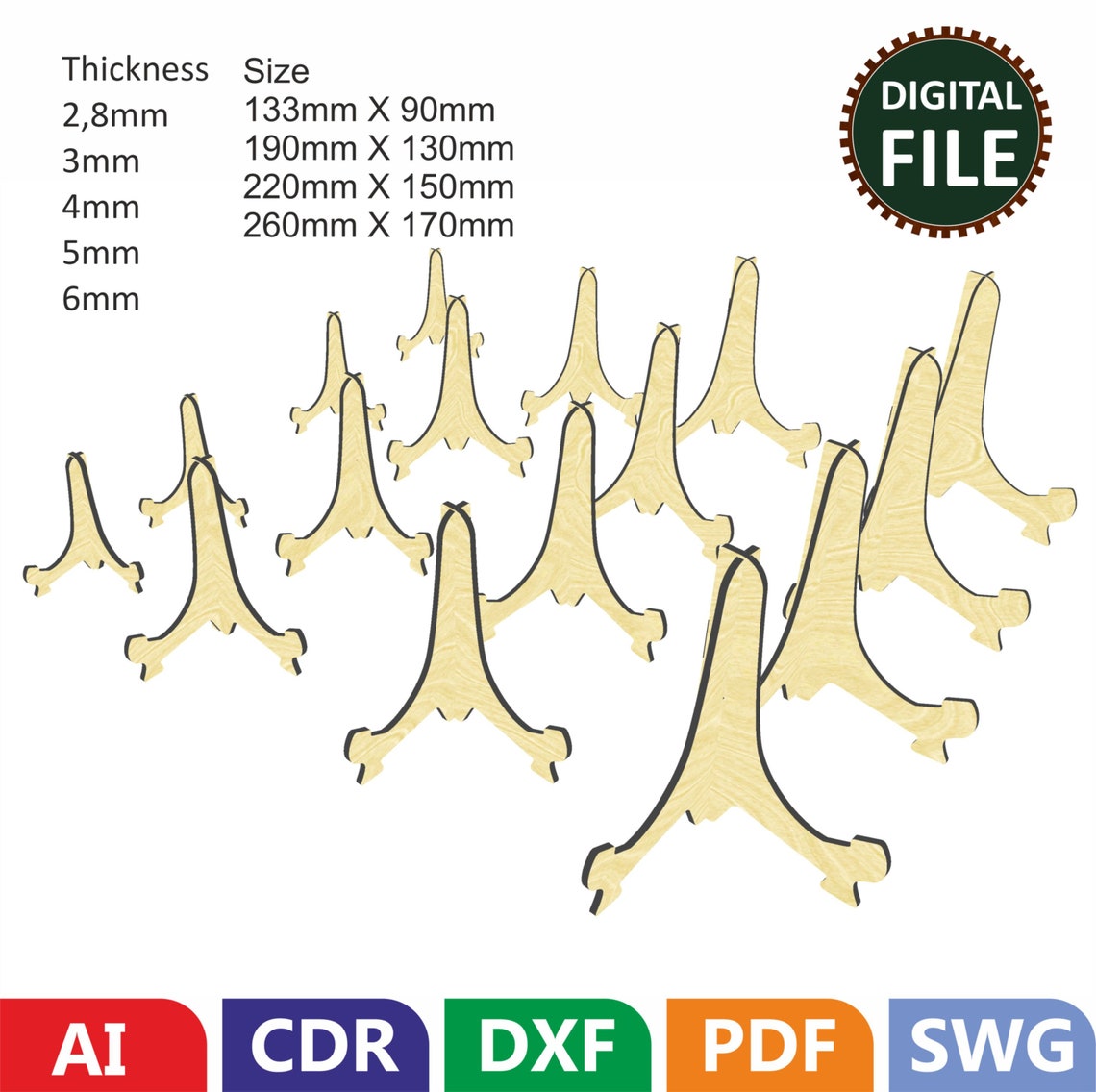 Easel Display SVG, Plate Stand Mini,glowforge and Cricut Easel Stand ...