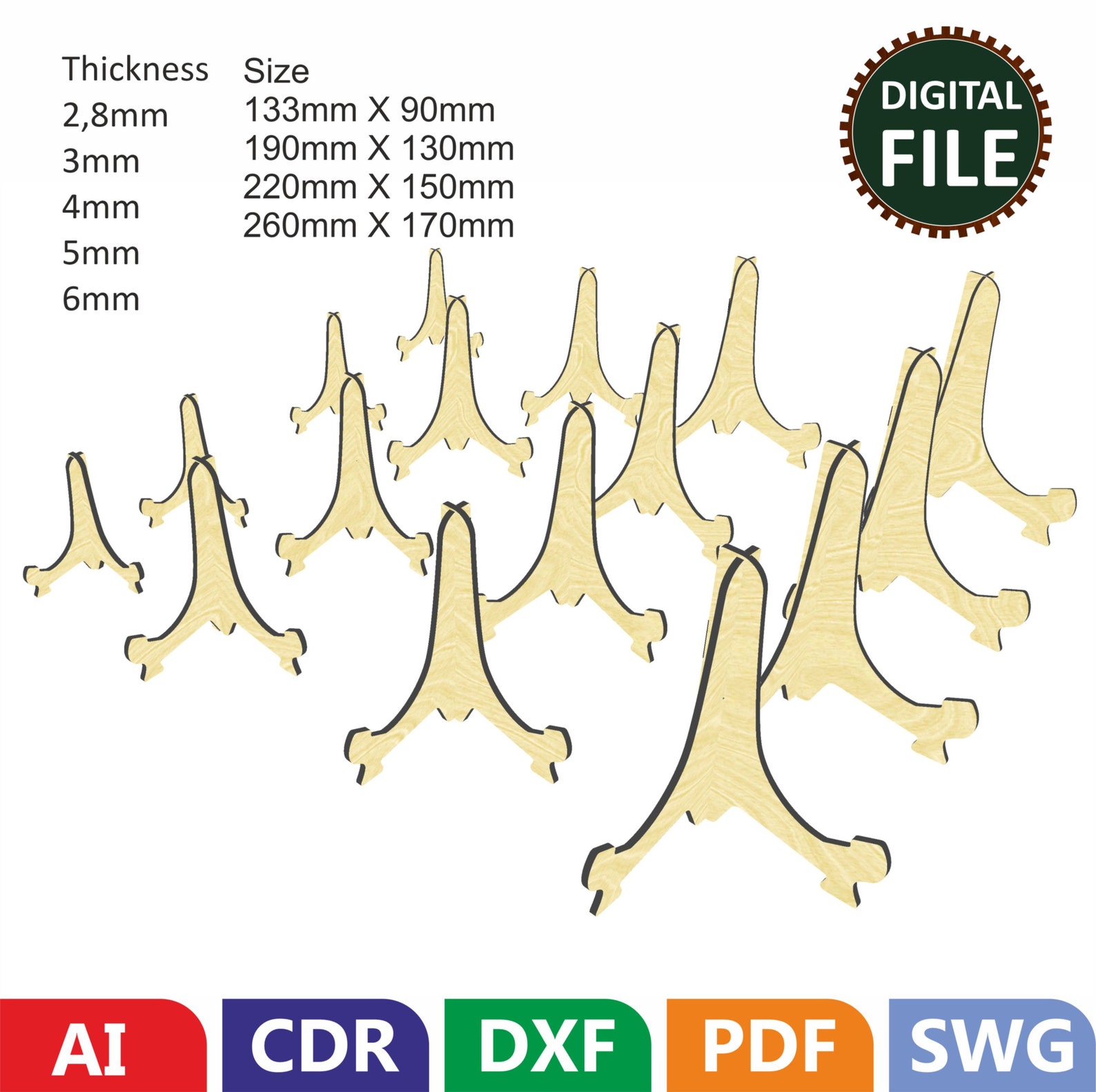 Easel Display SVG, Plate Stand Mini,glowforge and Cricut Easel Stand ...