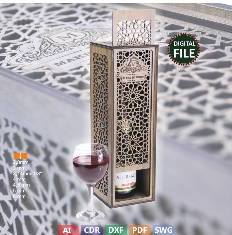 Wine Box Svg DIY Wine Box Wooden Wine Box Dxf 2.8mm 3mm - Etsy