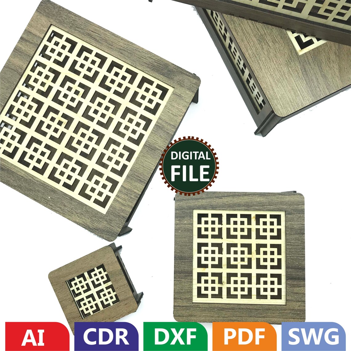 Size Box Svg Wooden Box Svg Patterned Box Cdr Digital - Etsy