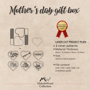 Wooden Heart Box, Mother's Day Box, Gift for Mother, Heart Box With 6 ...