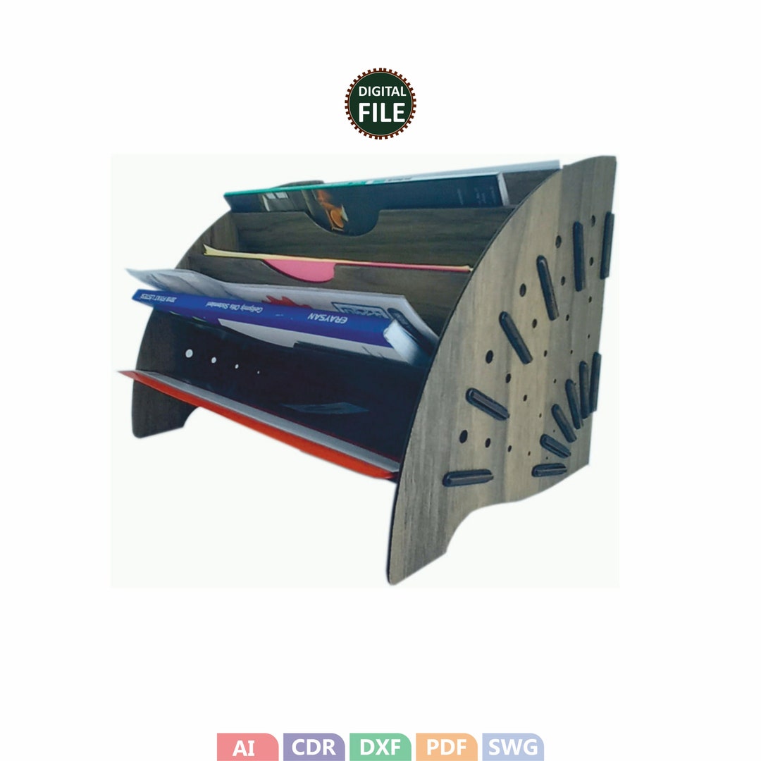 Laser Cut, Office Desktop Stationery Rack, Letter Magazine File Folder ...