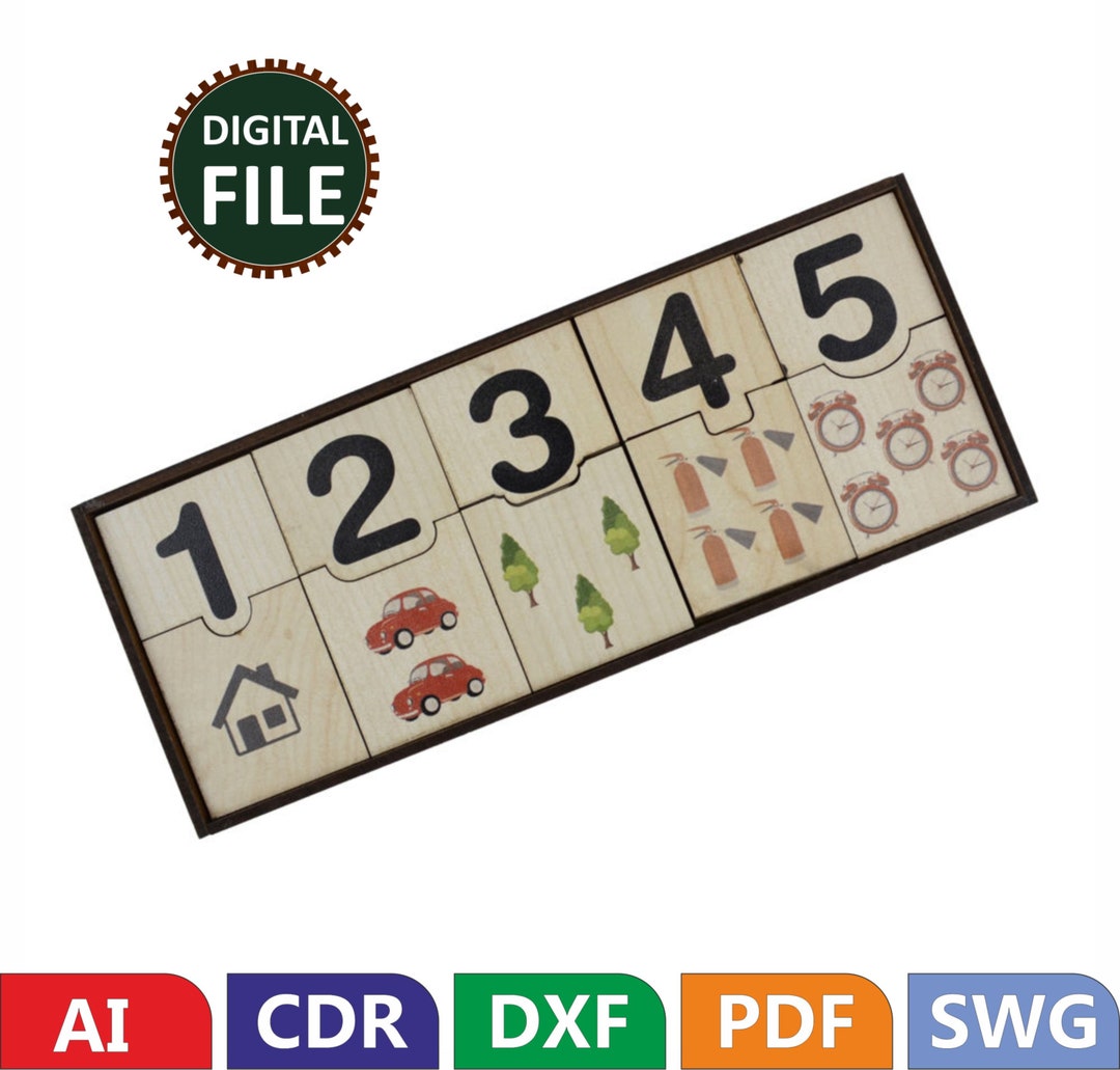 Learning Numbers Puzzle, Learning Numbers Puzzle Svg, Kids Wooden Toy ...