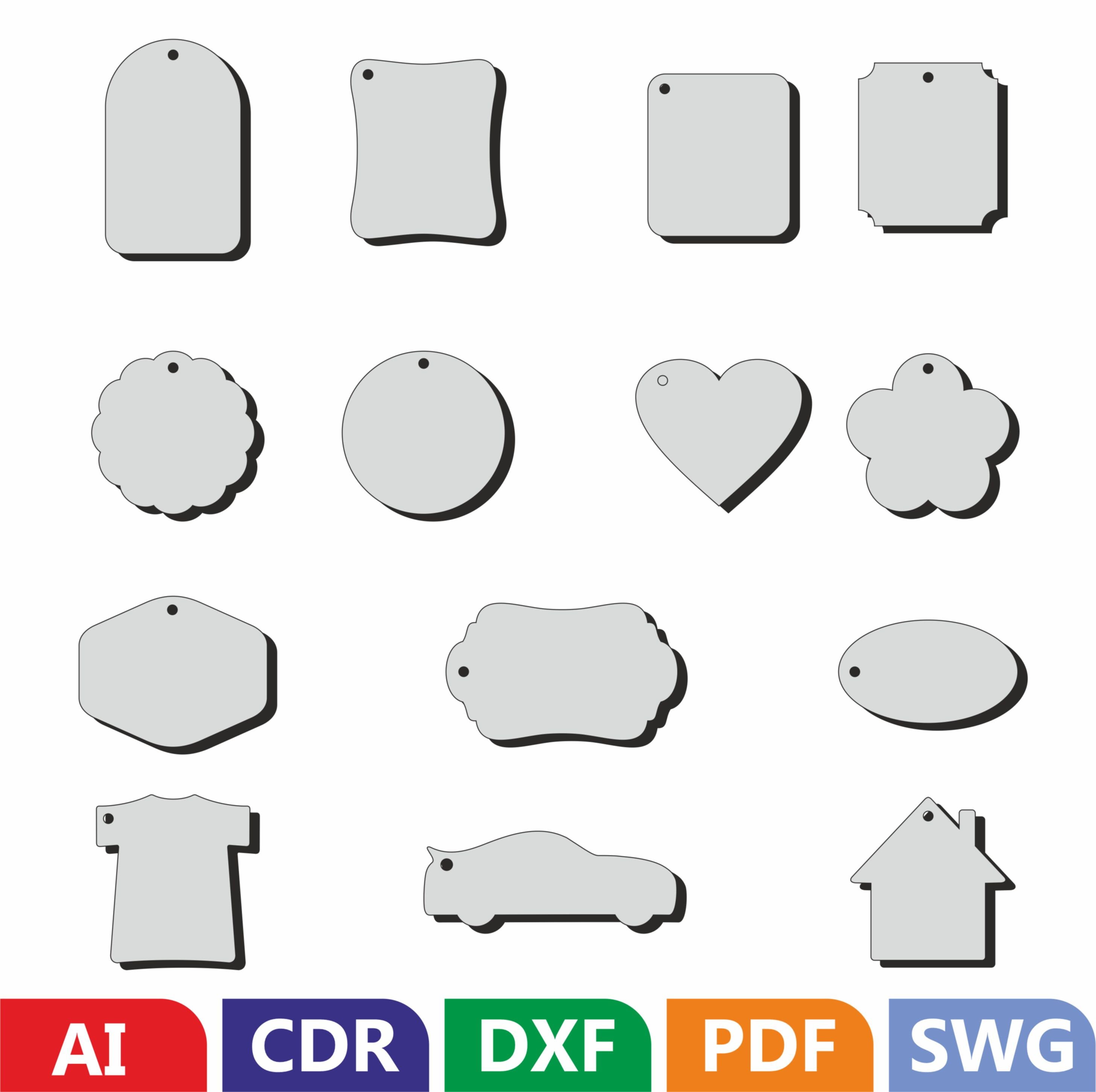Keyrings Template Svg Laser Cut File Keychains Blanks Svg - Etsy