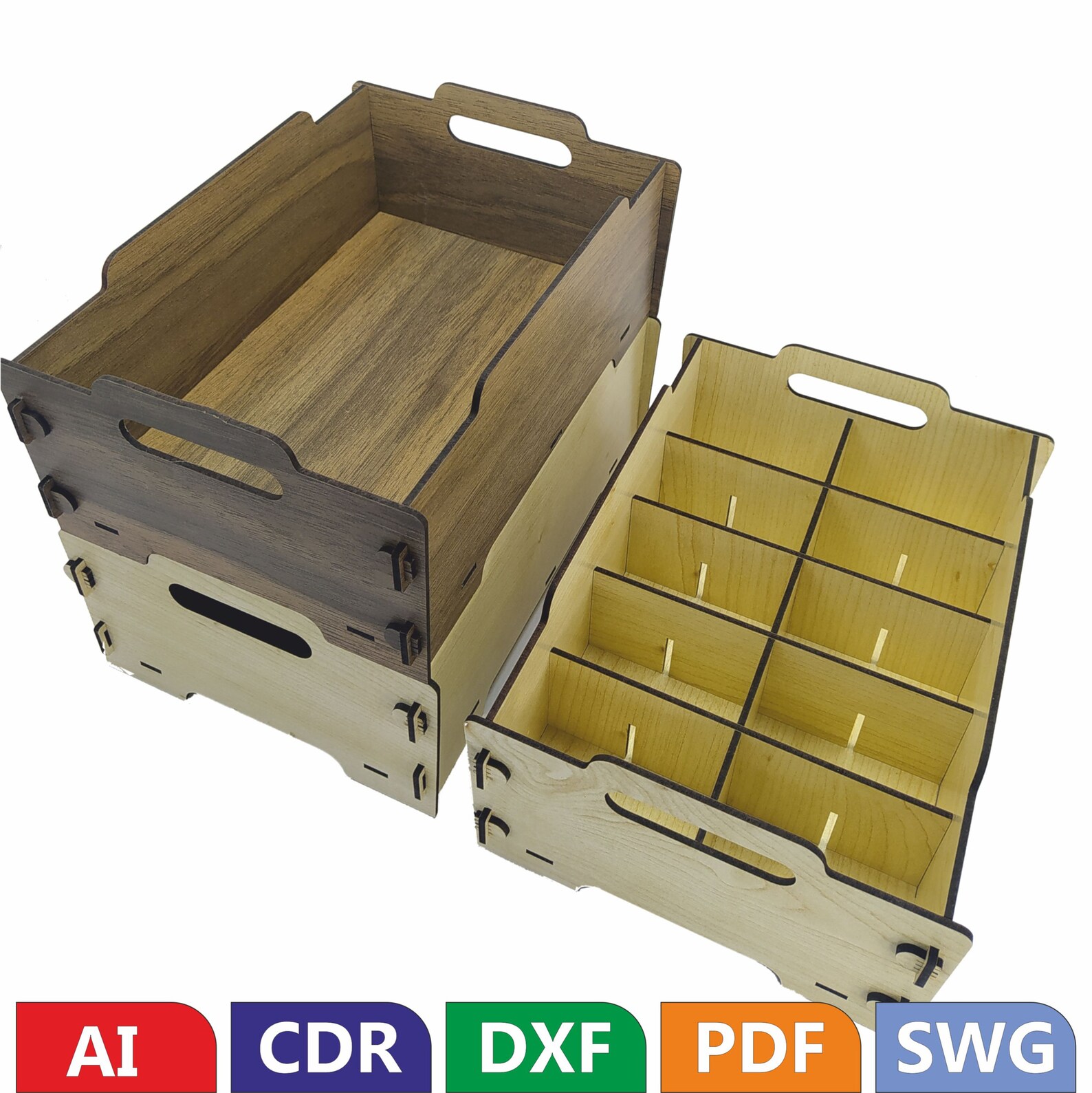 Stackable Compartment Storage Boxes Laser Cut Files SVG DXF - Etsy