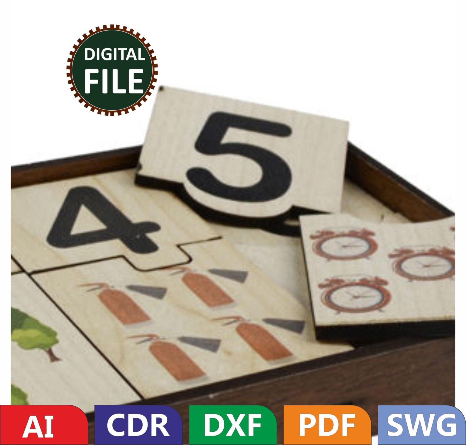 Learning Numbers Puzzle, Learning Numbers Puzzle Svg, Kids Wooden Toy ...