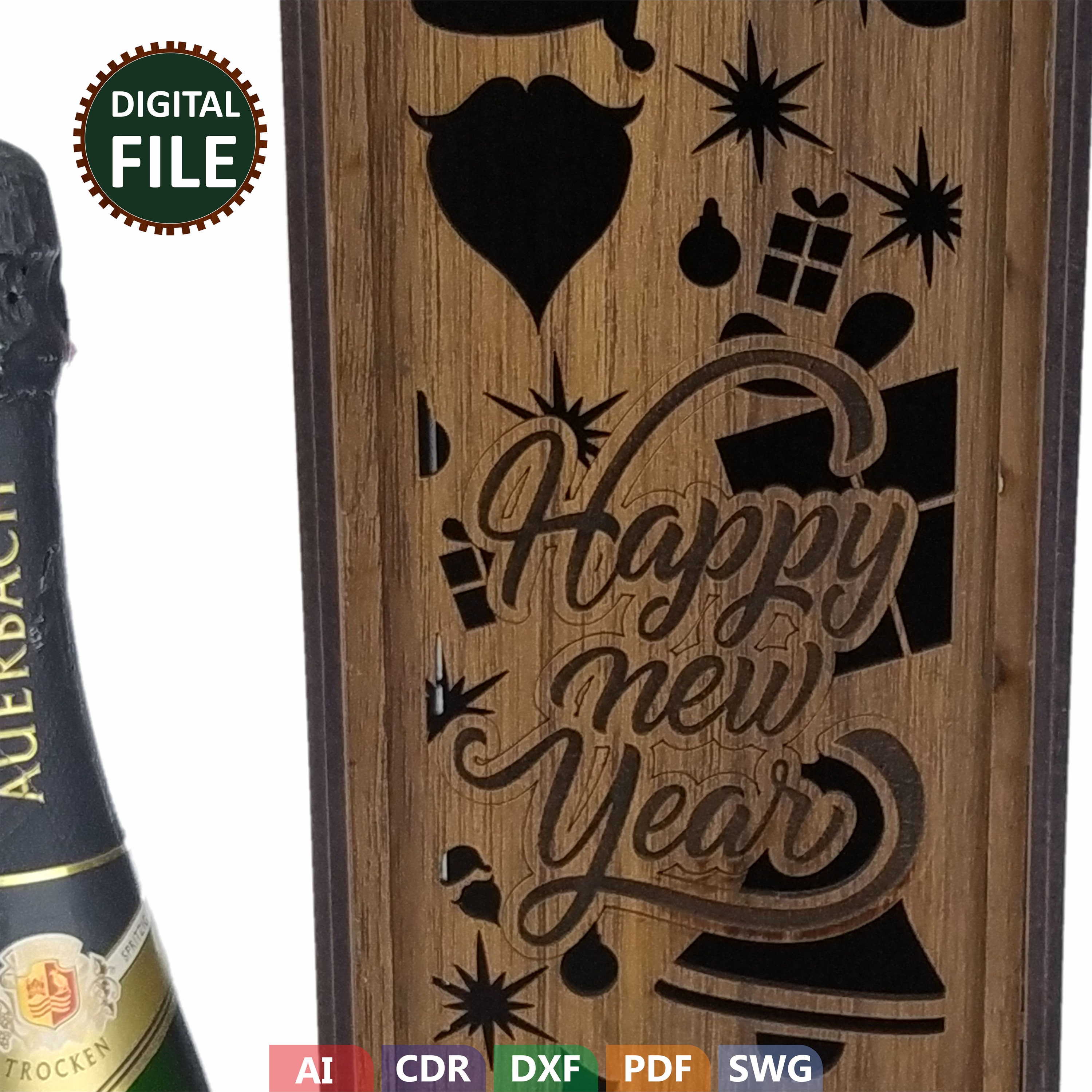 Wooden New Yers Wine Box SVG DXF Christmas Wine Box DIY - Etsy