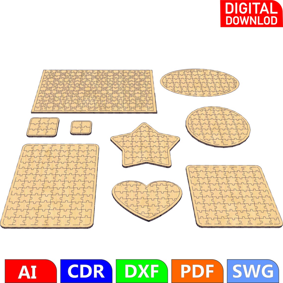 Wooden Puzzles Svg Puzzles Laser Cut Puzzle Templates - Etsy