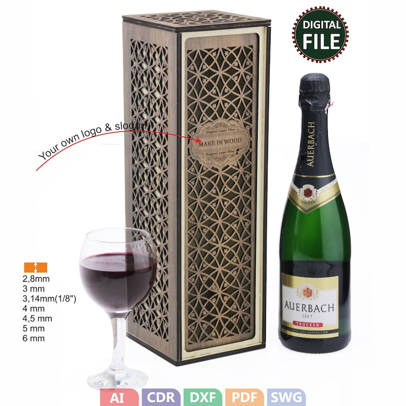 Wine Box Svg DIY Wine Box Wooden Wine Box Dxf 2.8mm 3mm - Etsy