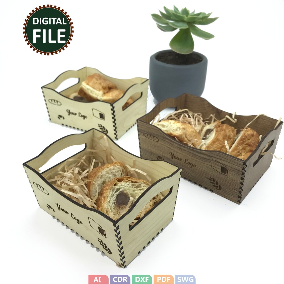3 Different Size Bread Basket, Wooden Bread Box, Bread Basket Svg ...