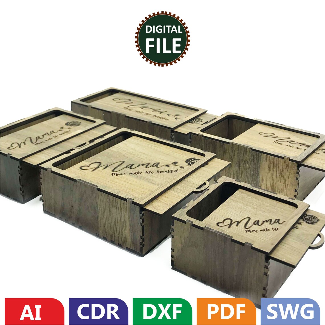 Wooden Mom-patterned Gift Box Mom Gift Box Svg Digital - Etsy