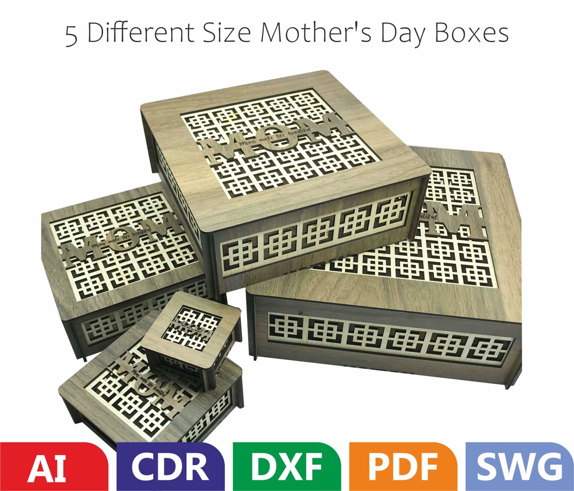 Nested Boxes Svg 5 Sizes Mother's Day Gift Box Mom Gift - Etsy