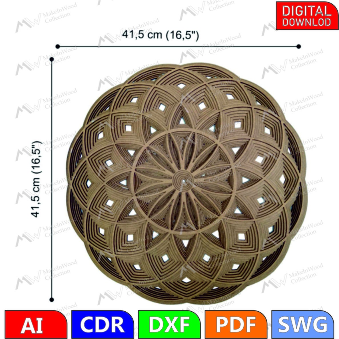 3D Mandala Swg Files, Multilayer Panel for Laser Cutting, SVG Files ...