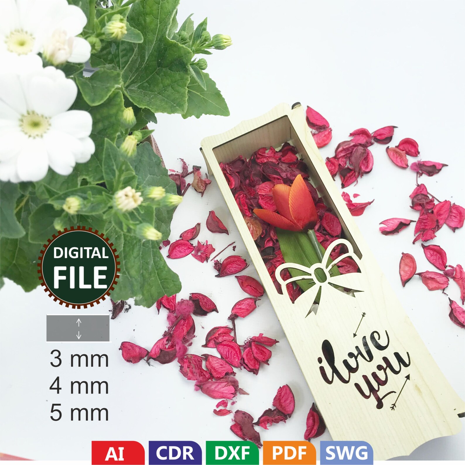 Rose Box Made of Wood Grate Gift Laser Cut Files DXF SWG - Etsy
