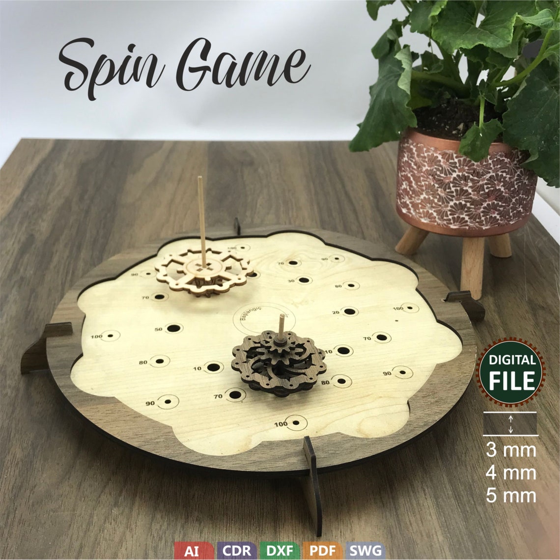 Spin Game Spin Game Plan Spin Game Svg Spin Tops Wooden - Etsy